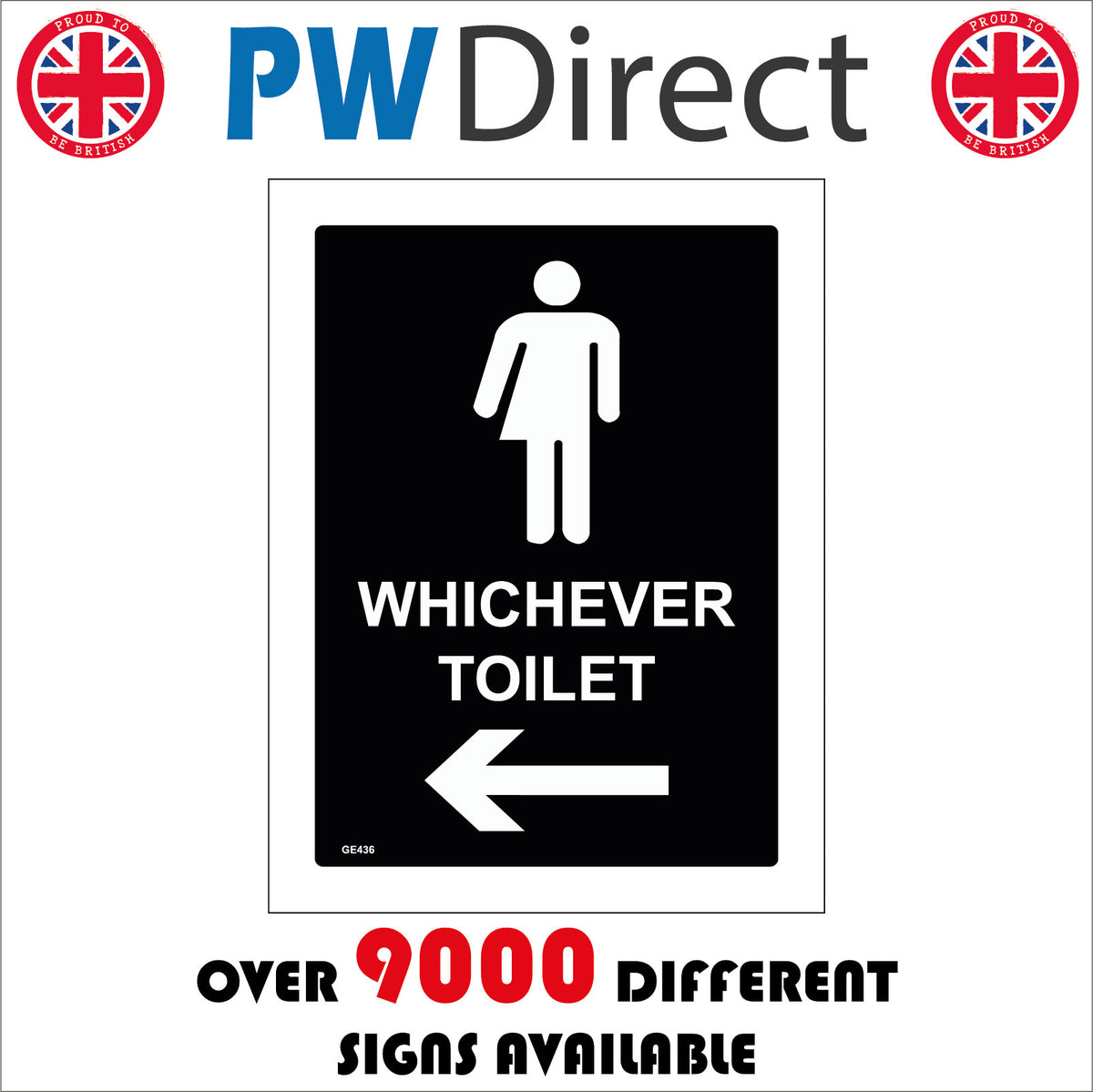 Whichever Toilet Left Arrow Sign with Arrow Man Woman – PWDirect