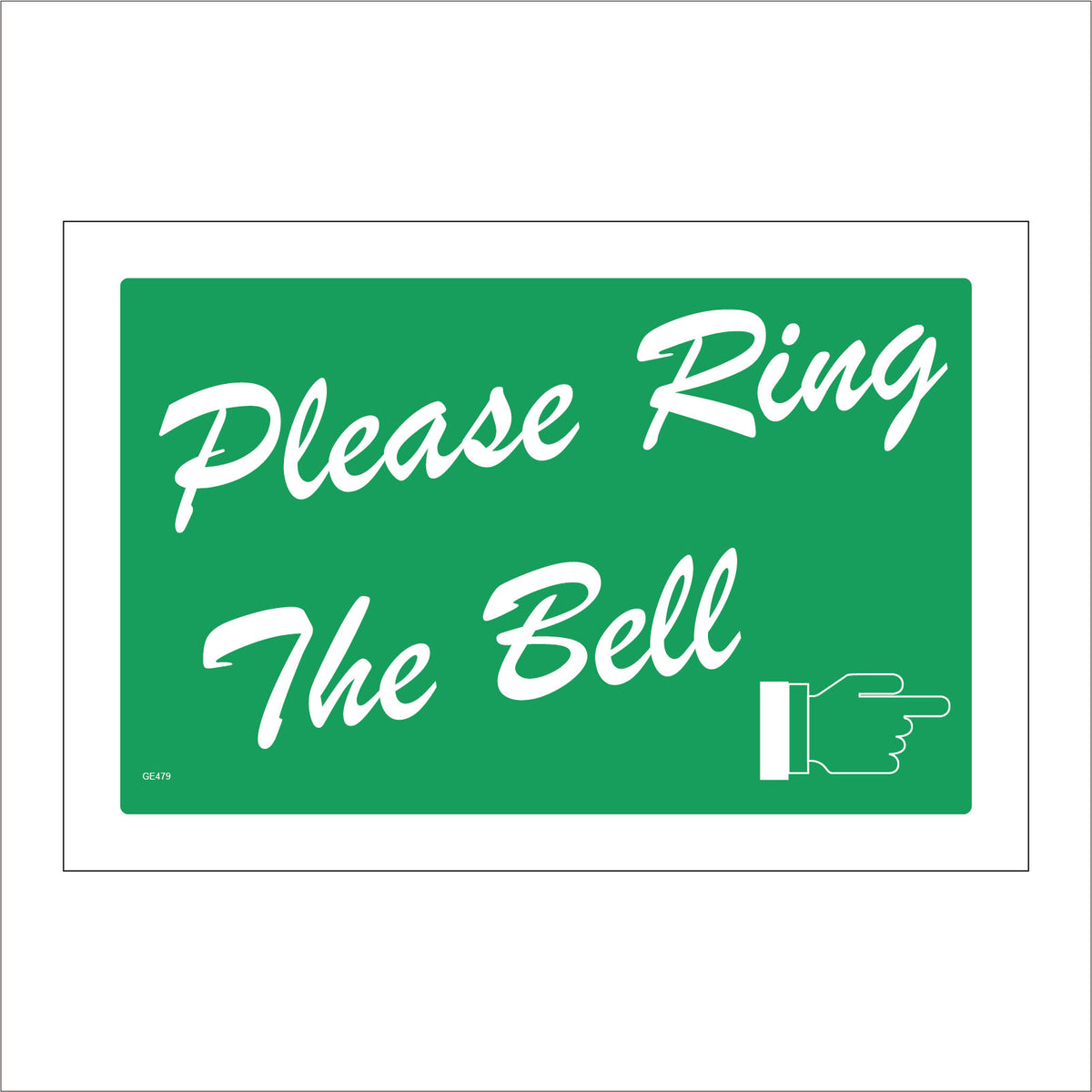 Please Ring The Bell Sign with Pointing Hand – PWDirect