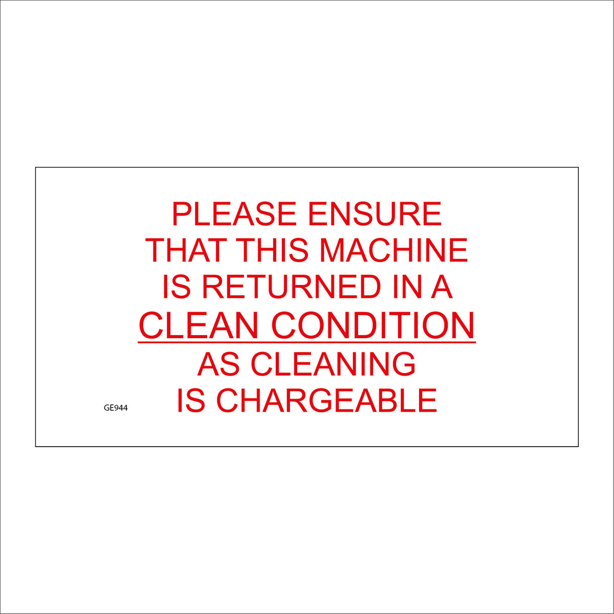 Please EnsureThat This Machine Returned Clean Chargeable – PWDirect
