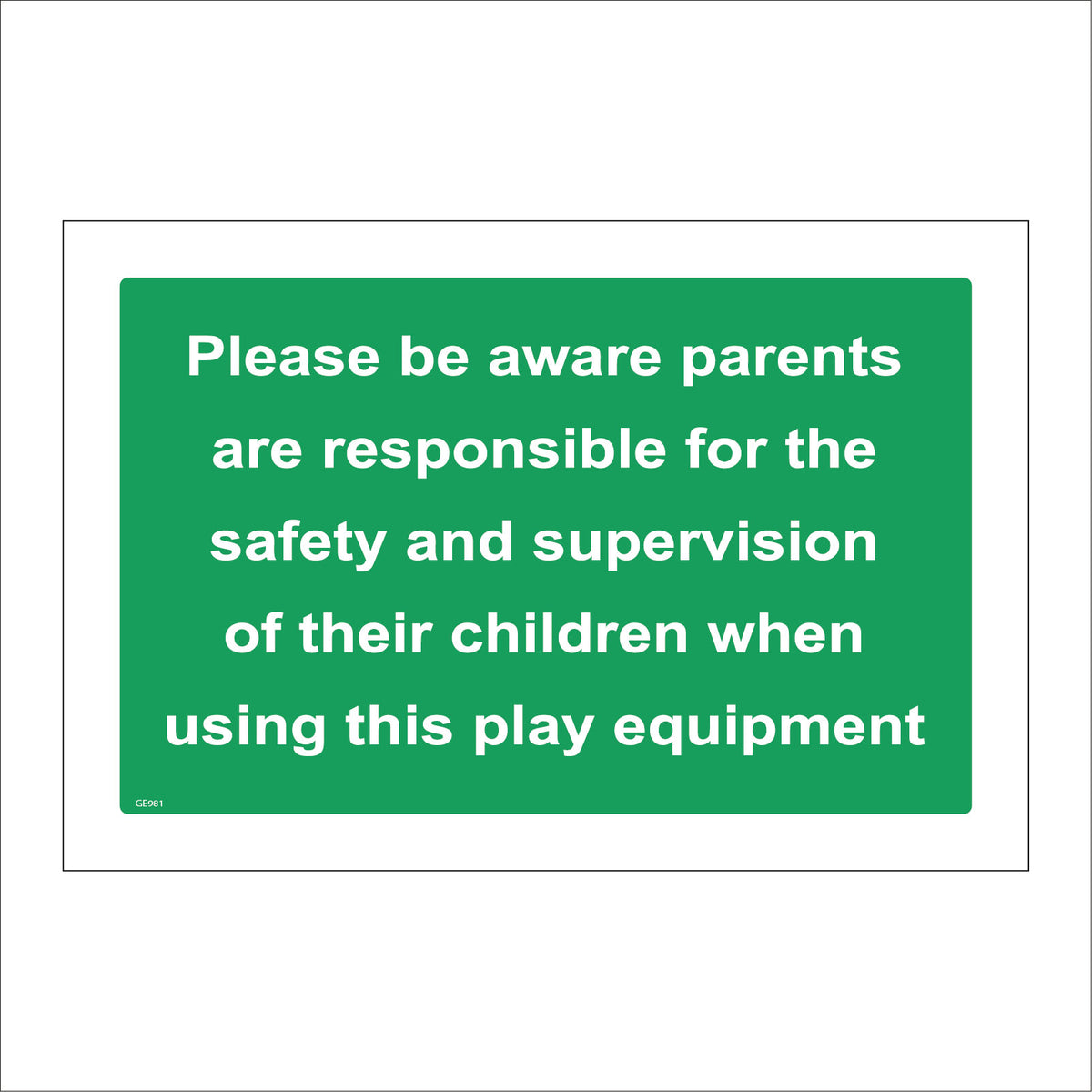 Please Be Aware Parents Are Responsible Children Play – PWDirect