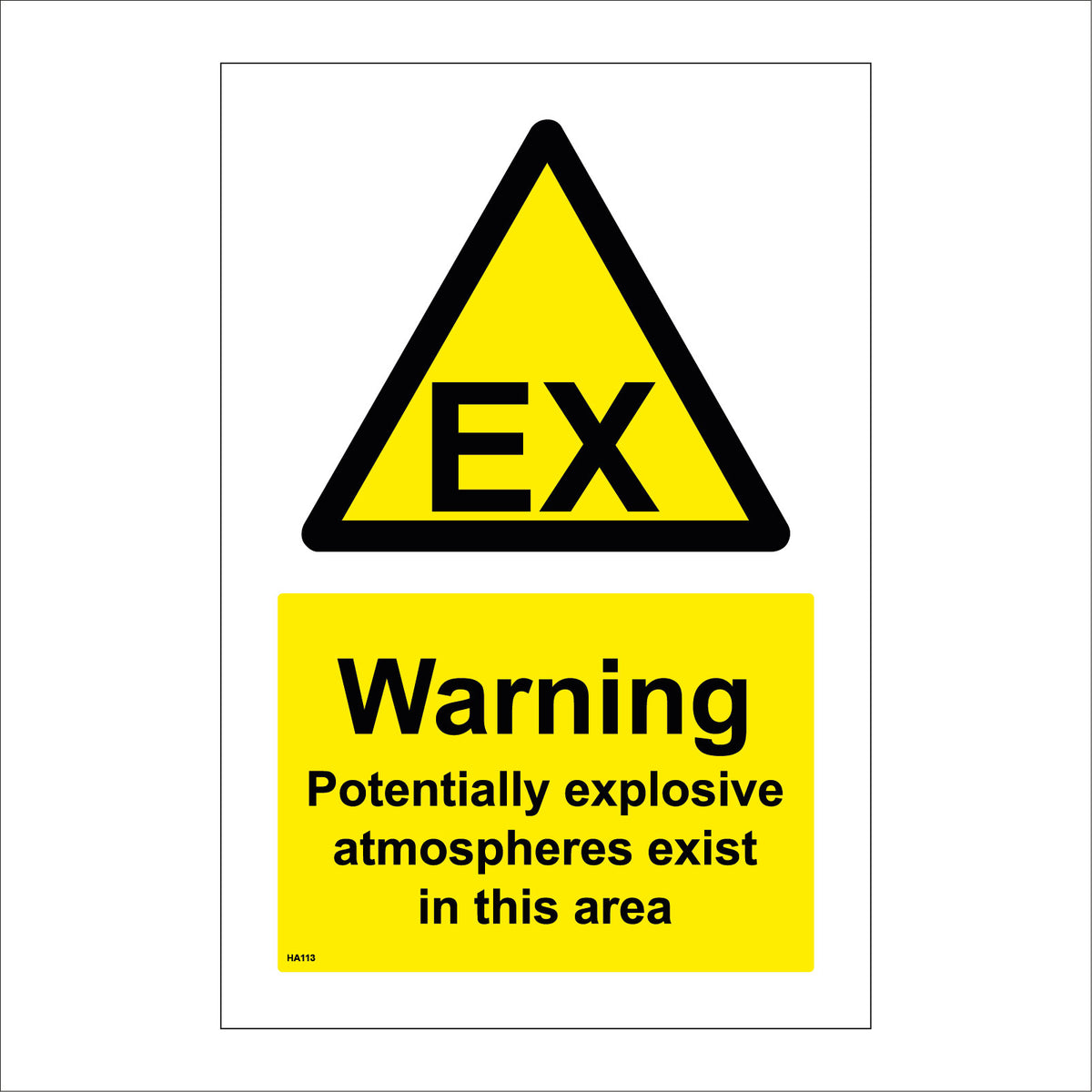Warning Potentially Explosive Atmospheres Exist In This Area Sign with ...