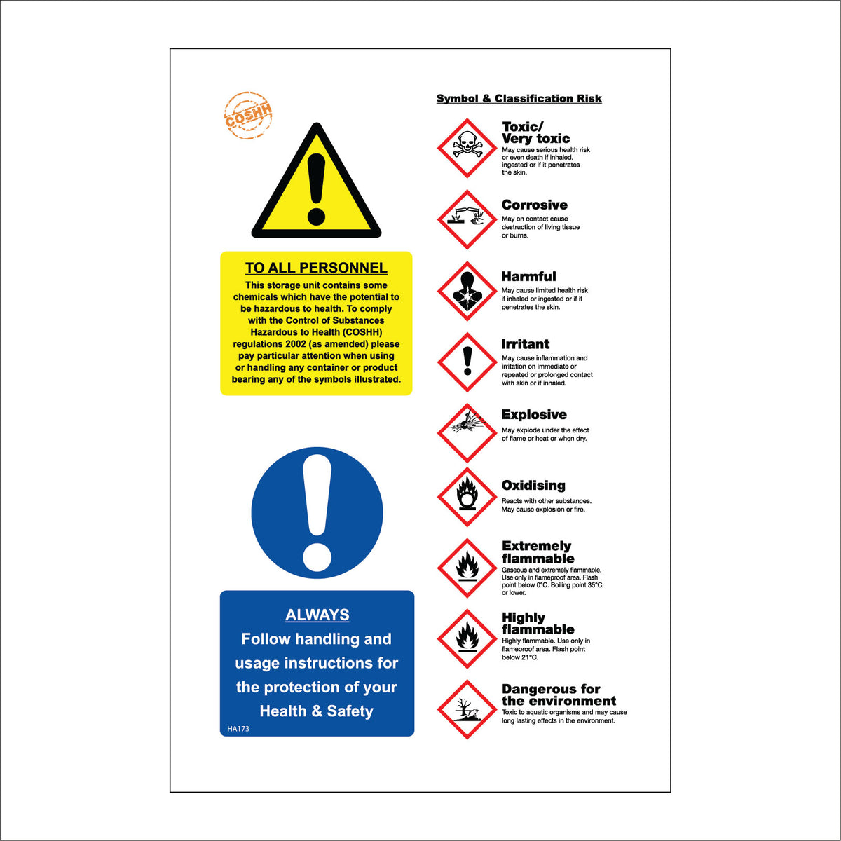 COSHH Symbol Classification Risk – PWDirect