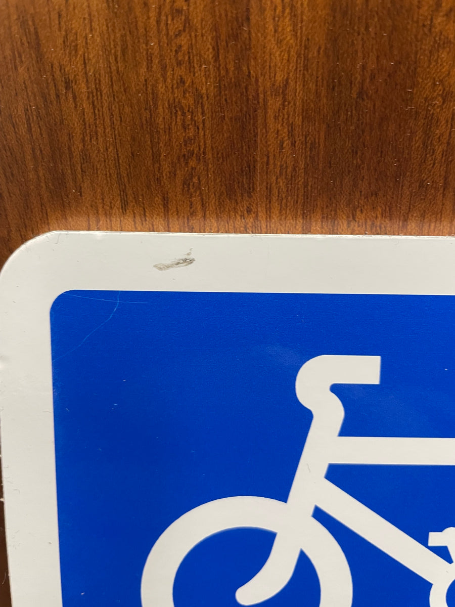 Bike Stand Sign, 150 x 200mm 5mm Foamex Blue background with bike imag ...