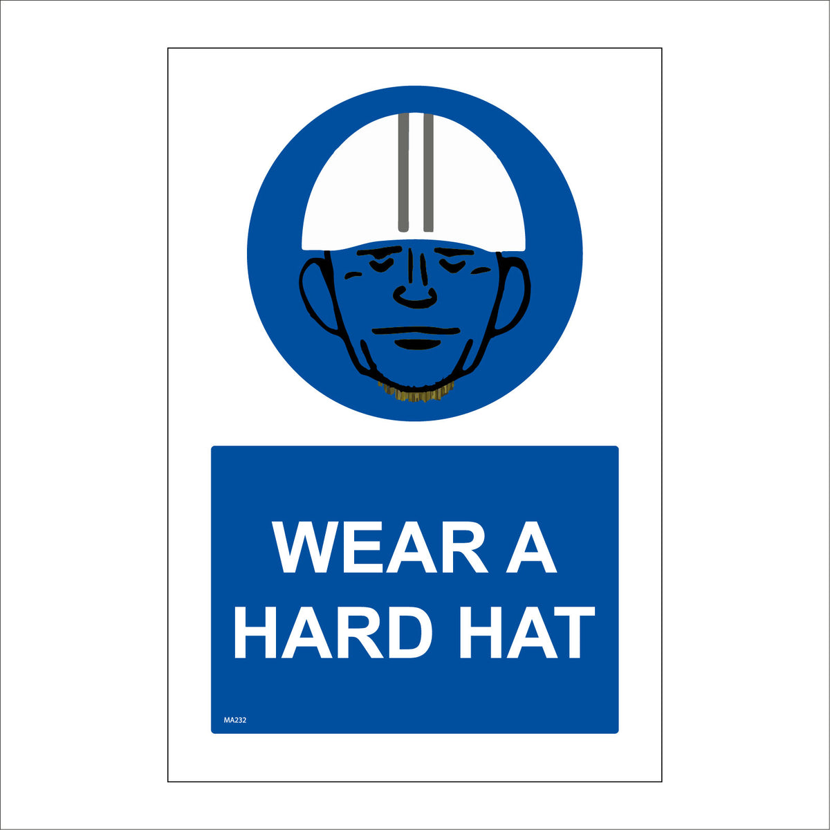 Wear A Hard Hat Sign with Face Hard Hat – PWDirect