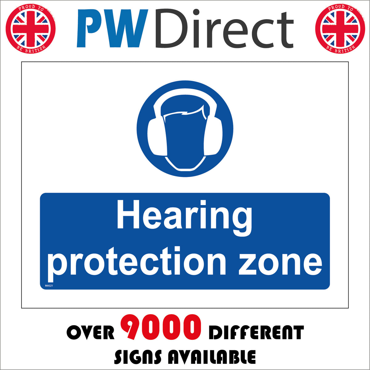 Hearing Protection Zone Sign with Circle Face Ear Defenders – PWDirect