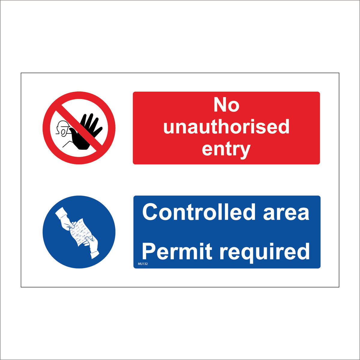 No Unauthorised Entry Controlled Area Permit Required Sign with Circle ...