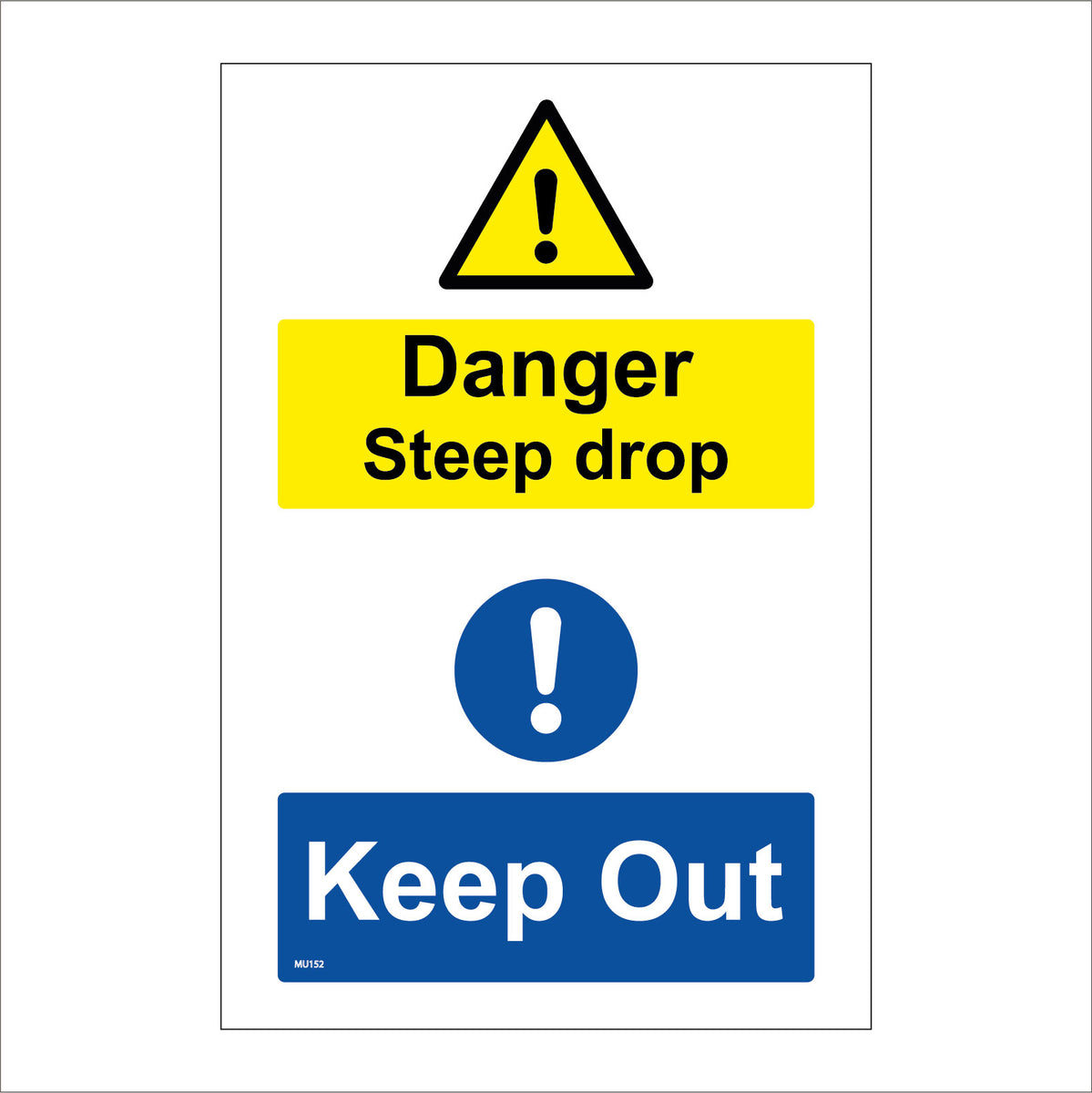 Danger Steep Drop Keep Out Sign with Triangle Exclamation Mark Circle ...