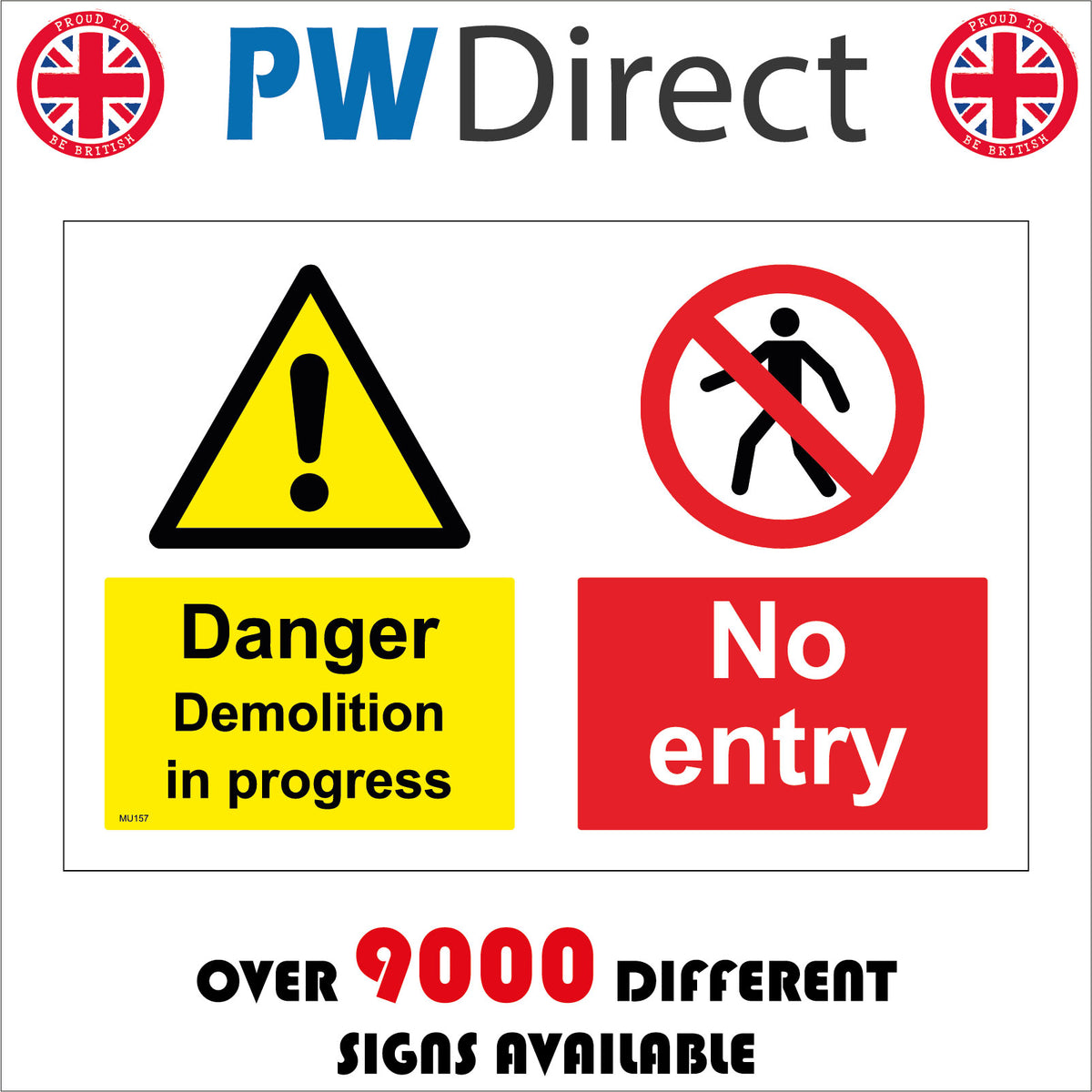 Danger Demolition In Progress No Entry Sign with Triangle Exclamation ...