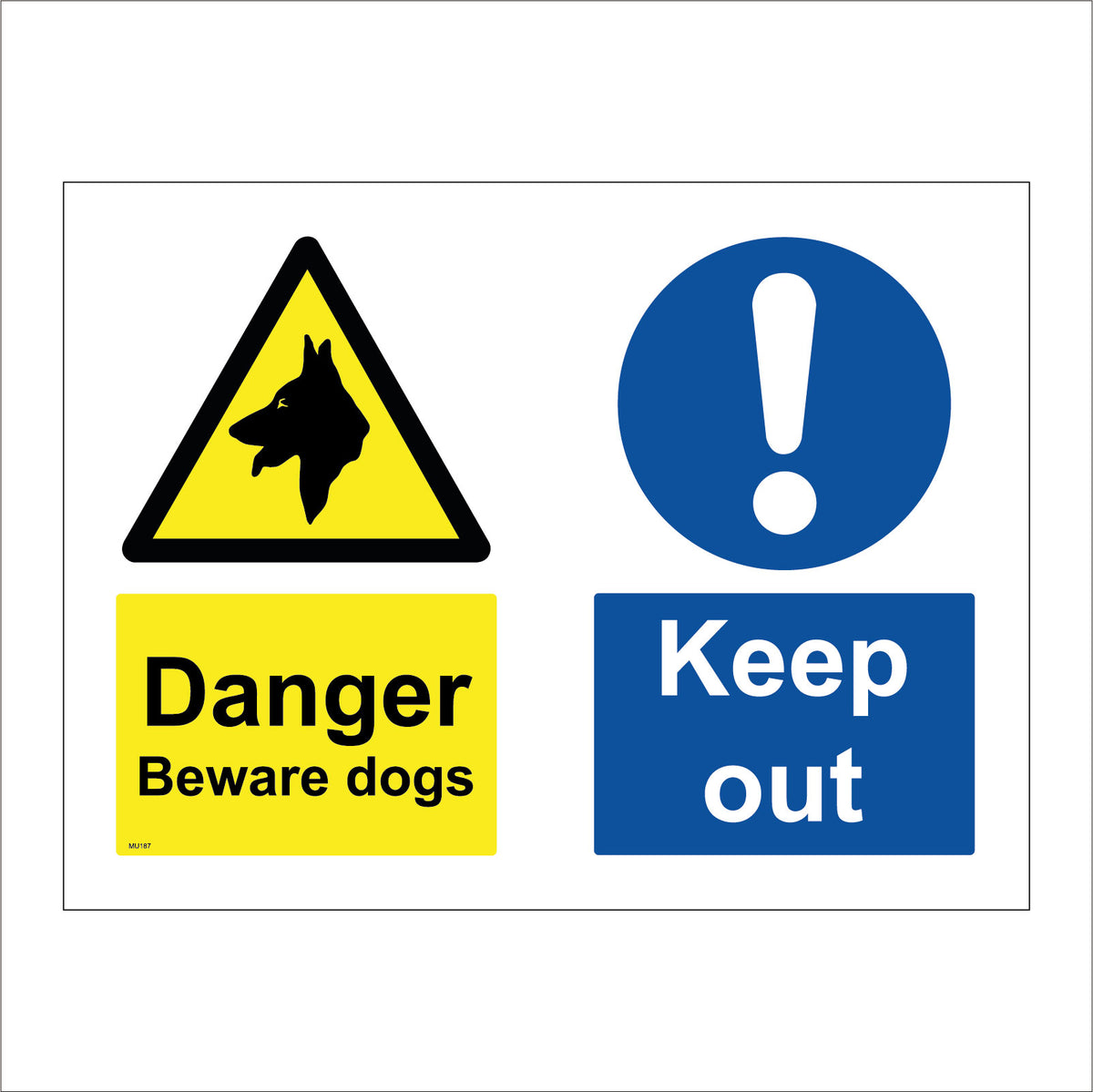 Danger Beware Dogs Keep Out Sign with Triangle Dog Circle Exclamation ...