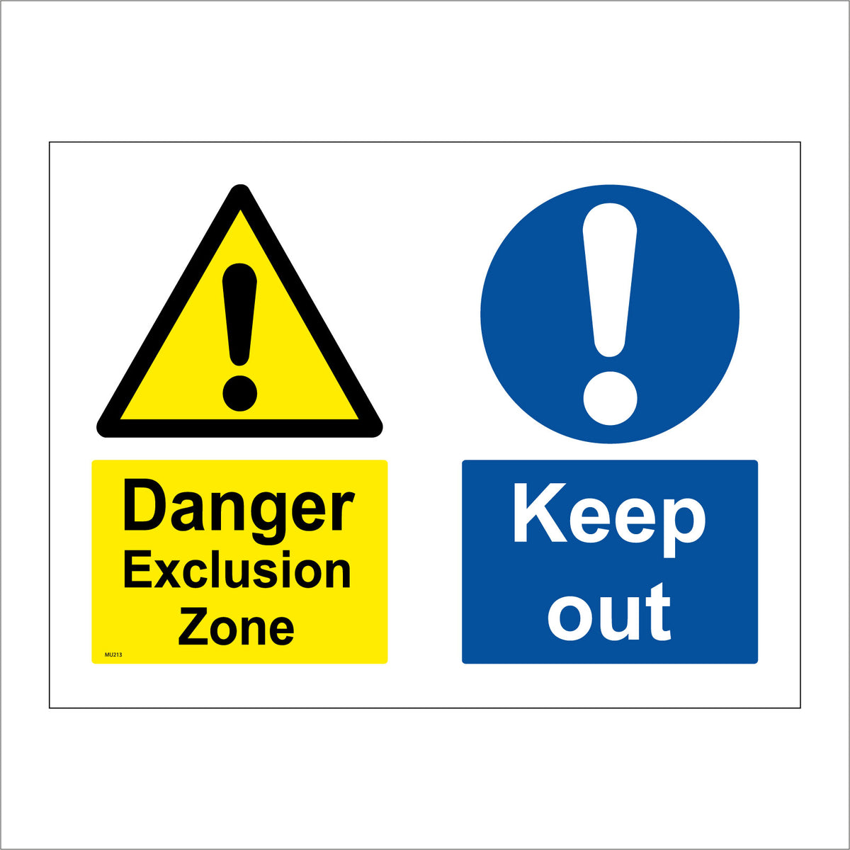 Danger Exclusion Zone Keep Out Sign with Triangle Circle 2 Exclamation ...