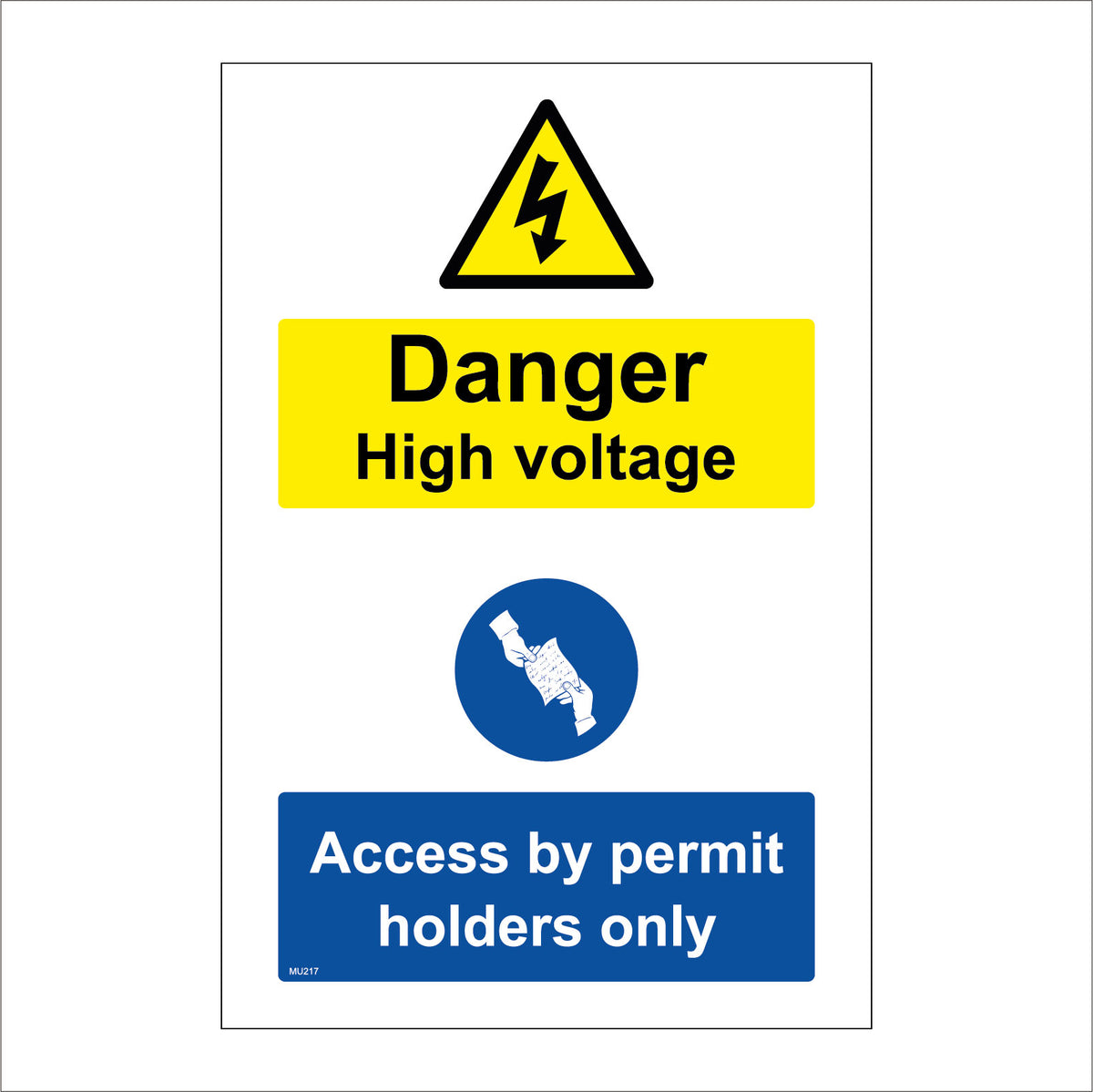 Danger High Voltage Access By Permit Holders Only Sign with Triangle ...