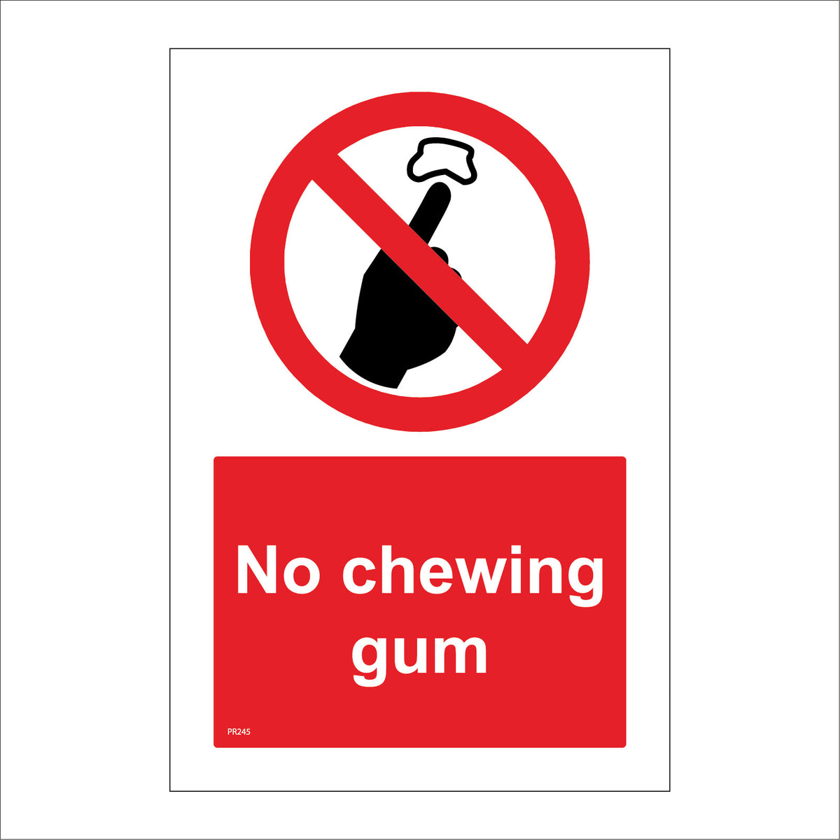 No Chewing Gum Sign with Circle Hand Gum – PWDirect