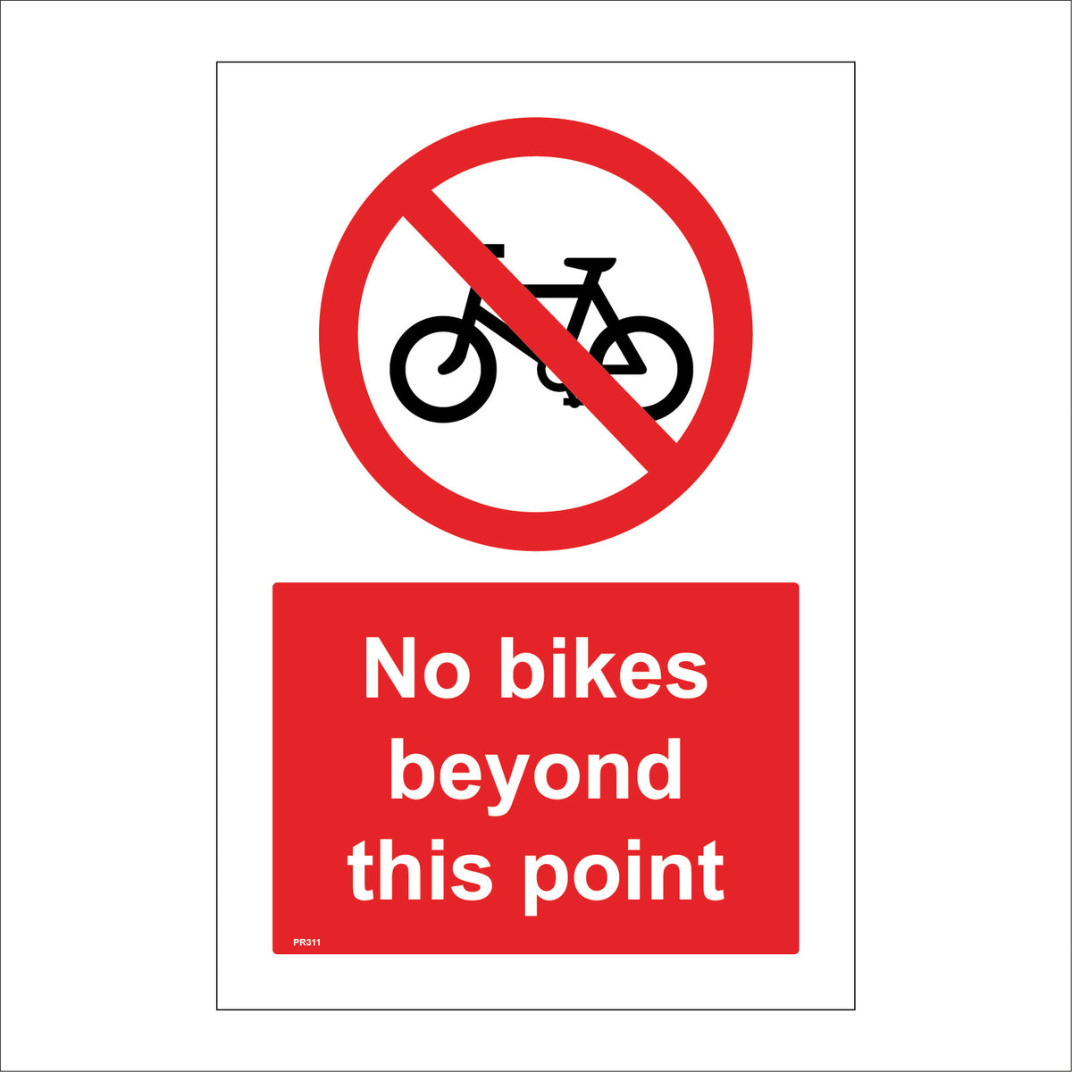 No Bikes Beyond This Point Sign with Circle Bicycle Diagonal Line ...