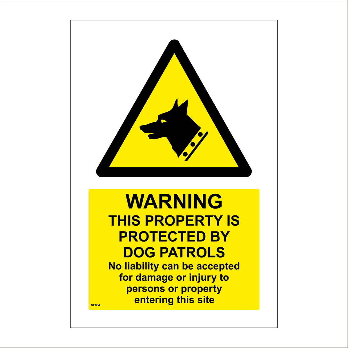 Warning This Property Is Protected By Dog Patrols No Liability Sign ...