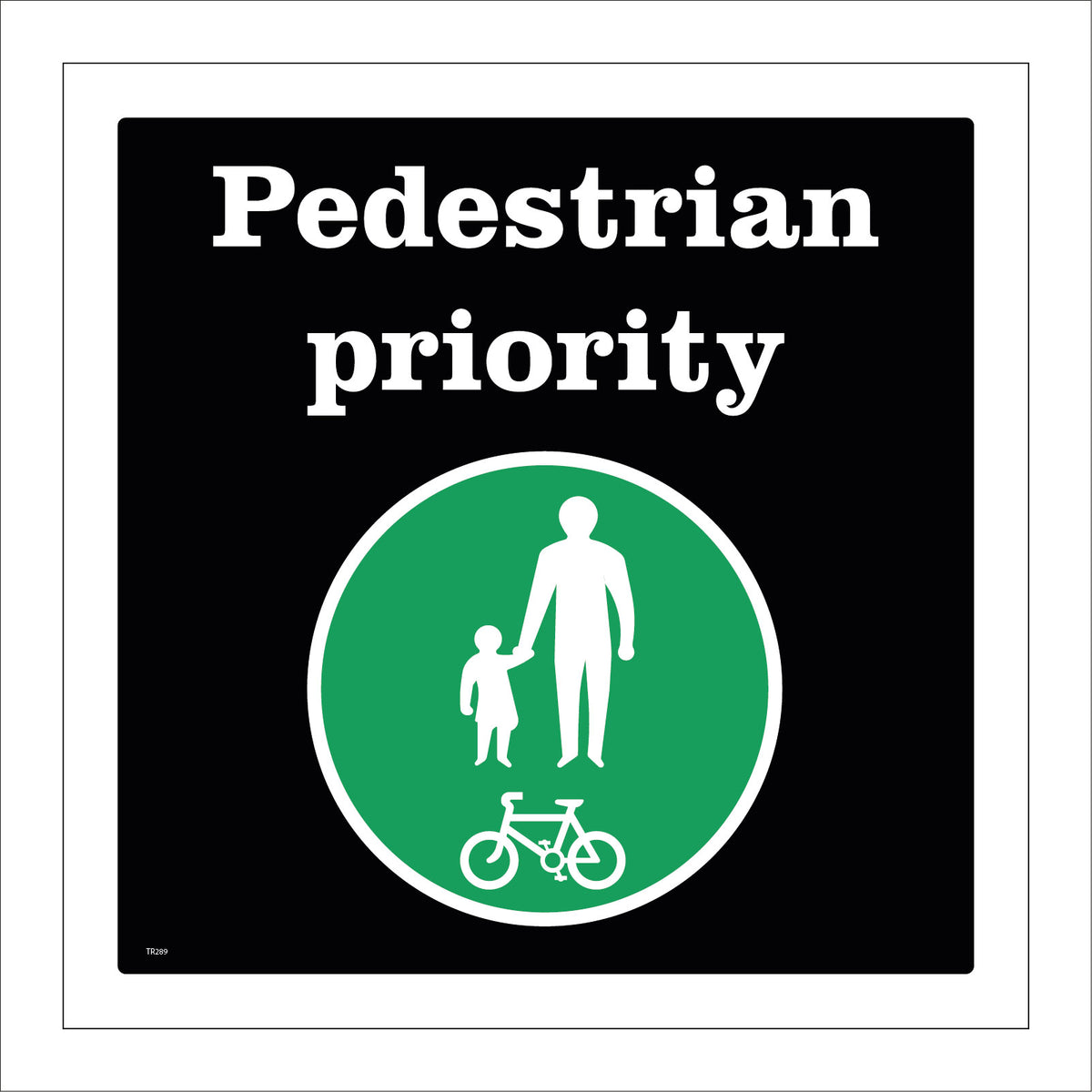 Pedestrian Priority Sign with Pedestrians Bicycle – PWDirect