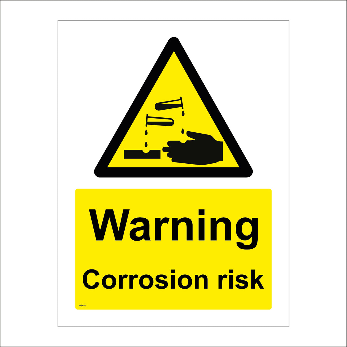 WS030 Warning Corrosion Risk Sign with Triangle Hands Acid – PWDirect