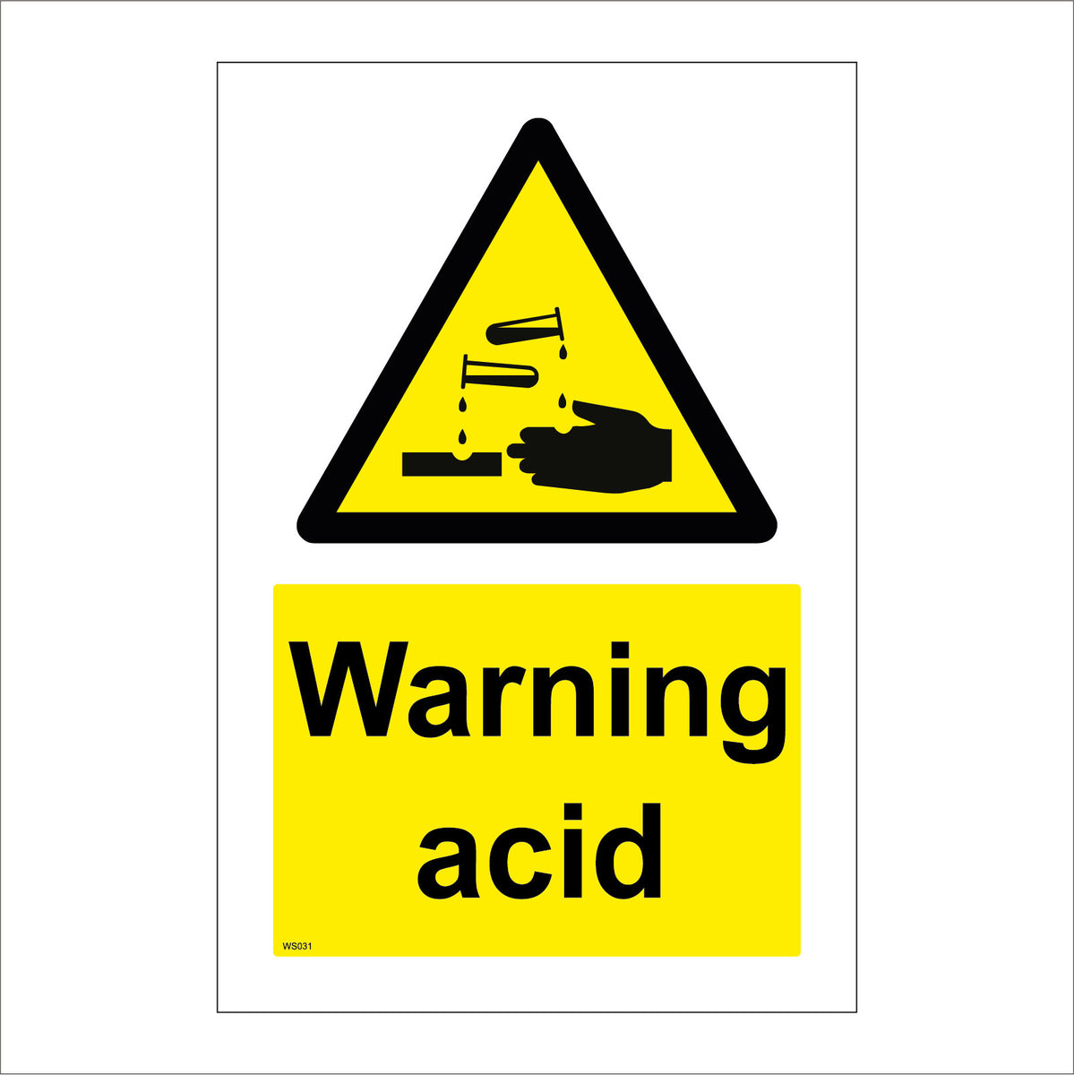WS031 Warning Acid Sign with Triangle Hands Acid – PWDirect