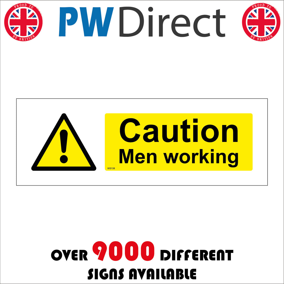 WS138 Caution Men Working Sign with Triangle Exclamation Mark – PWDirect