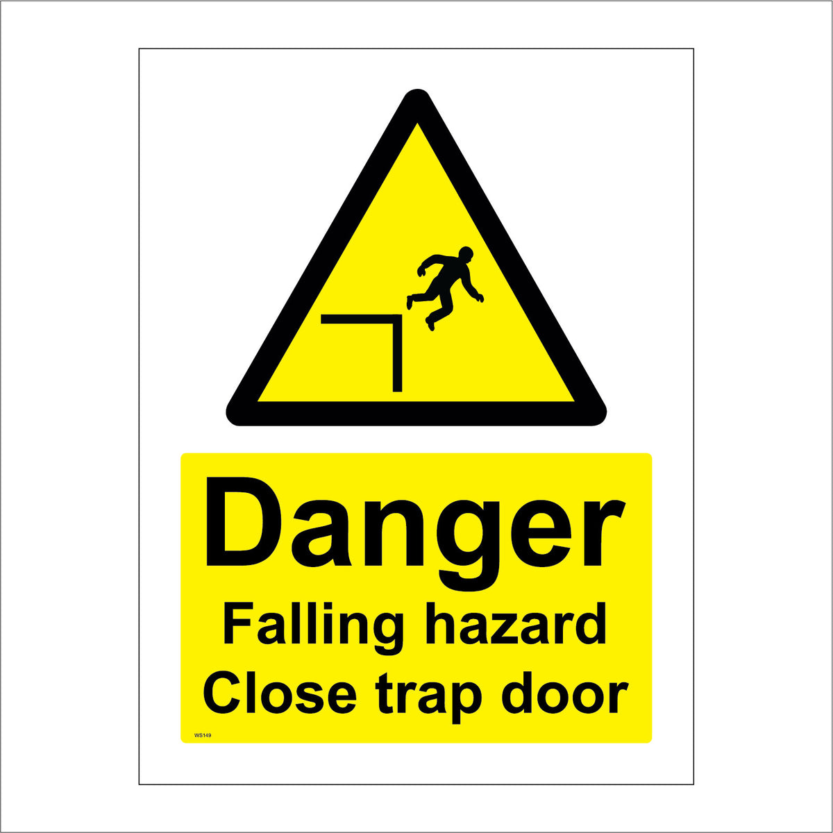 WS149 Danger Falling Hazard Close Trap Door Sign with Triangle Man Led ...