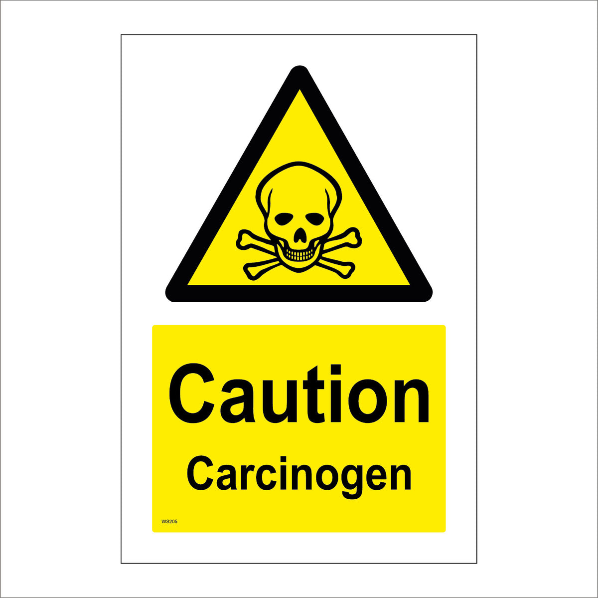 WS205 Caution Carcinogen Sign with Triangle Skull &Cross Bones – PWDirect