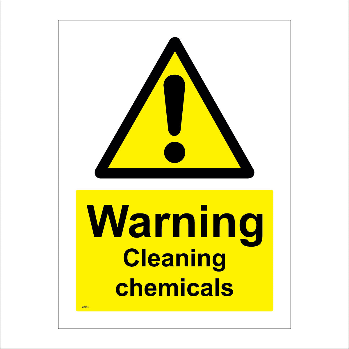 WS274 Warning Cleaning Chemicals Sign with Triangle Exclamation Mark ...