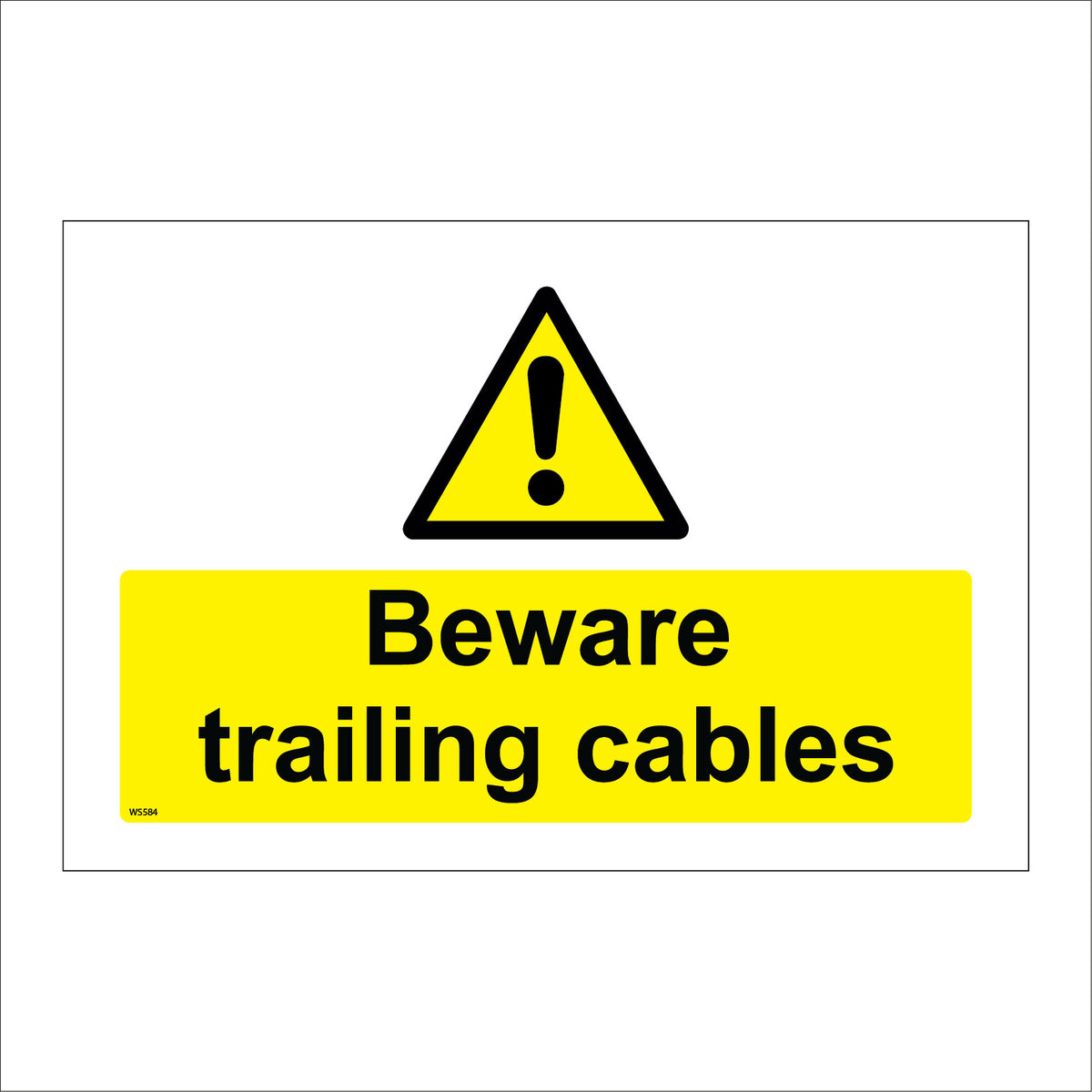 Beware Trailing Cables Sign with Triangle Exclamation Mark – PWDirect