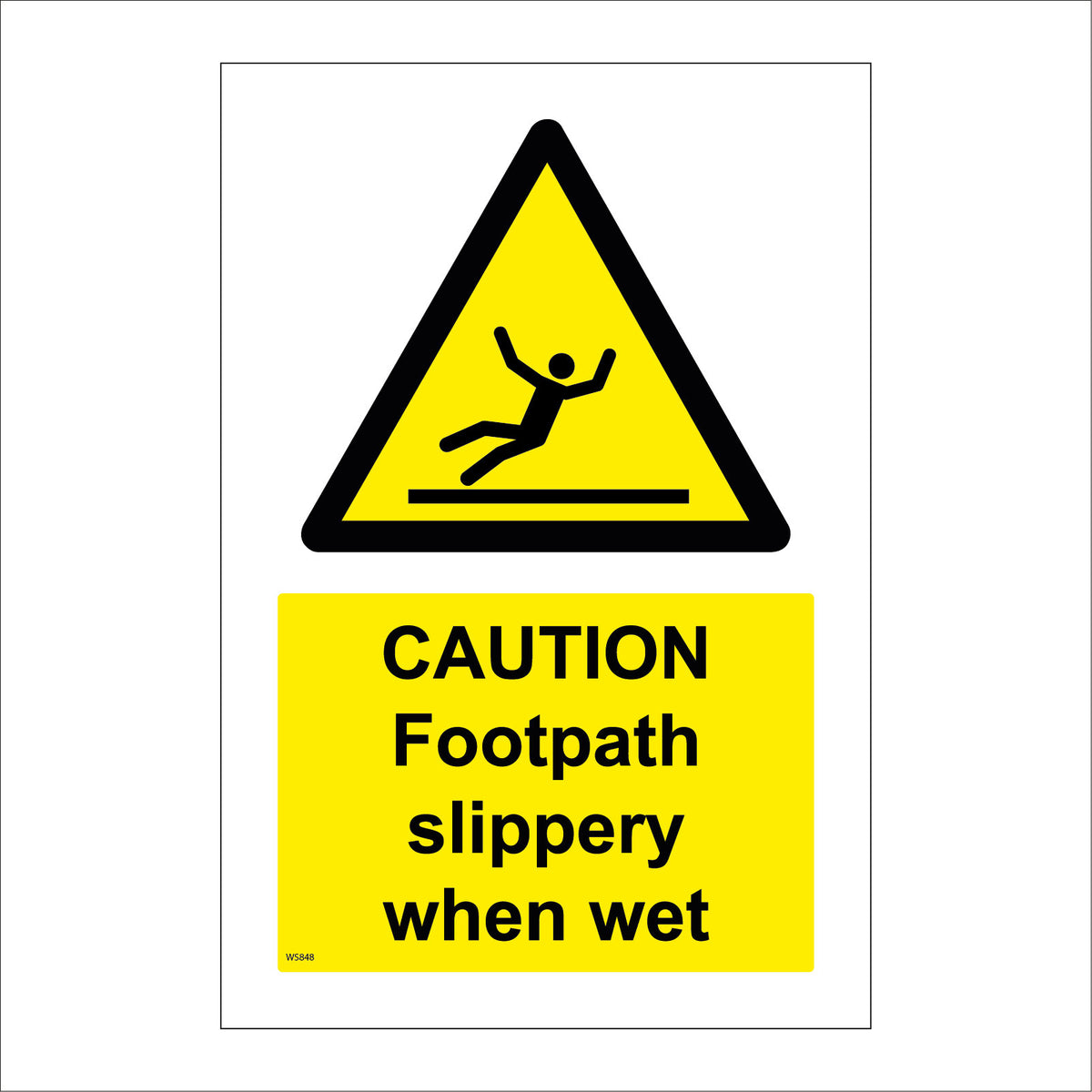 Caution Footpath Slippery When Wet Sign with Triangle Person Slipping ...