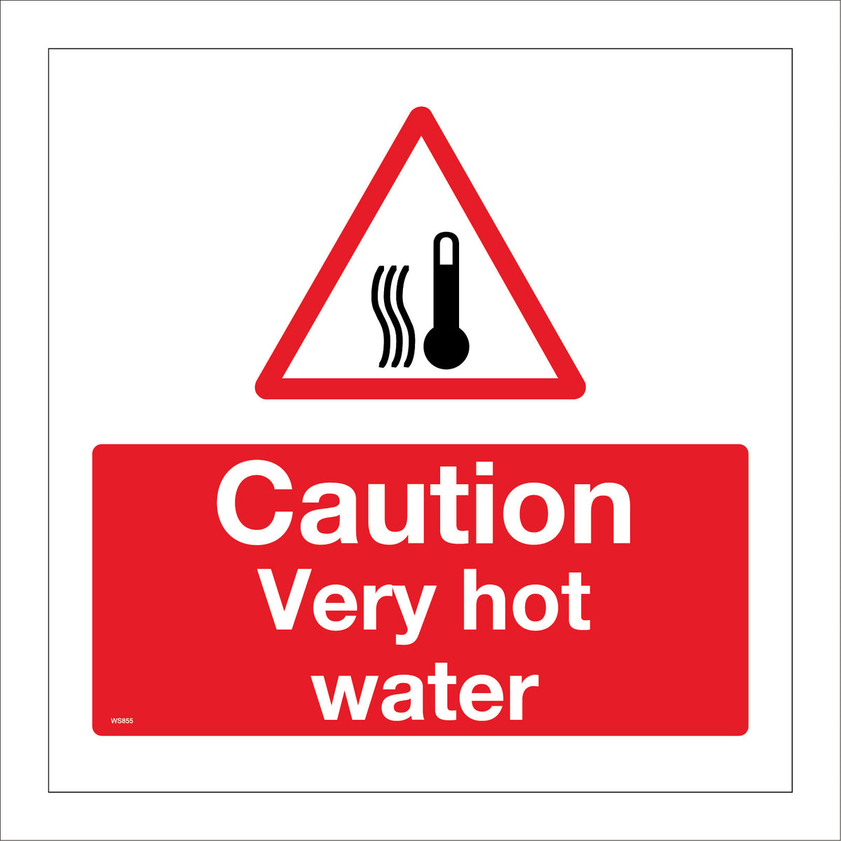 Caution Very Hot Water Sign with Triangle Thermometer 3 Squiggly Lines ...