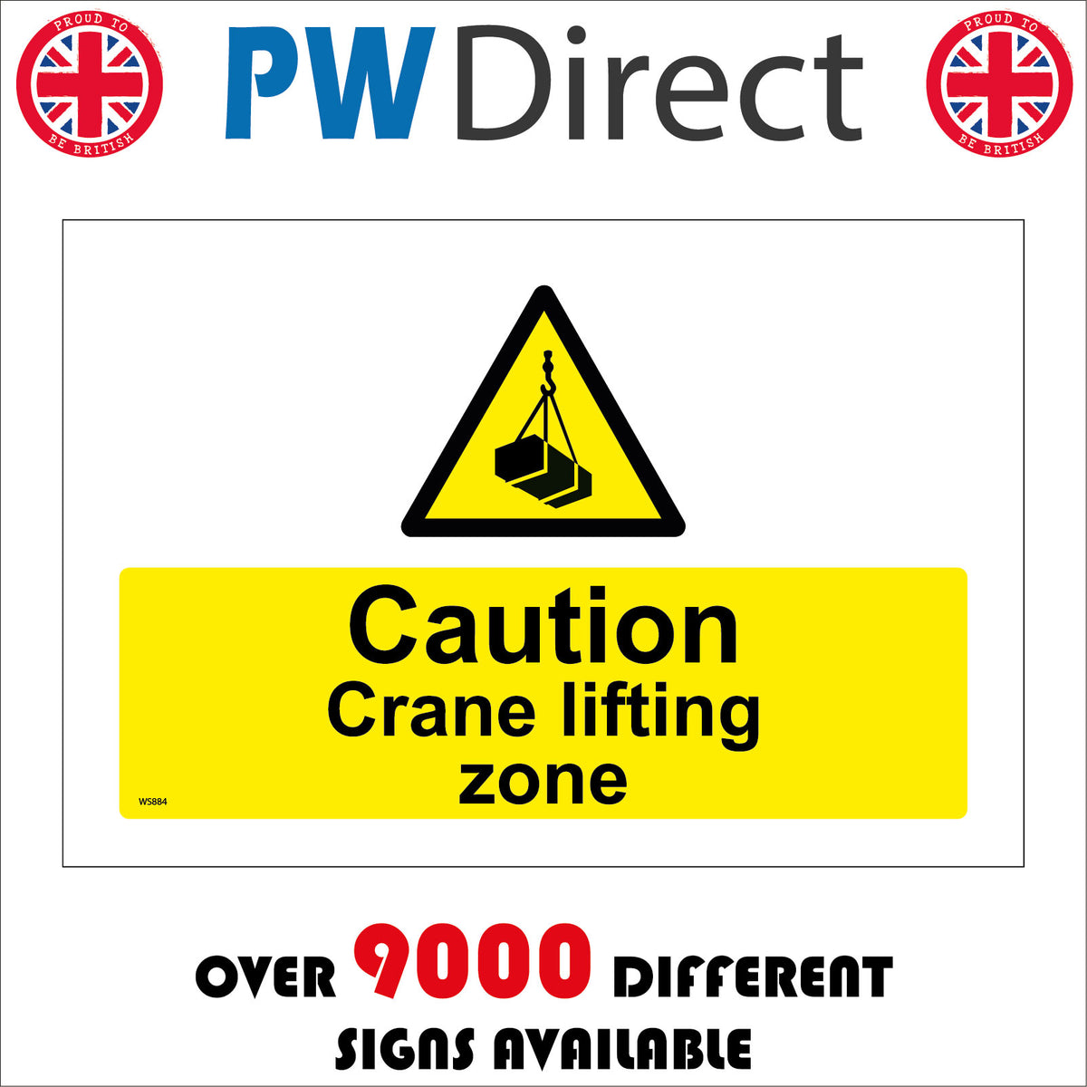 WS884 Caution Crane Lifting Zone Sign with Triangle Hook Box – PWDirect