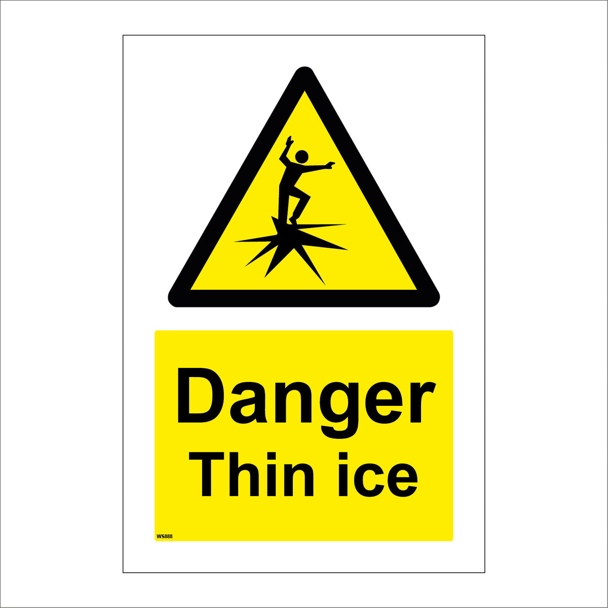 WS888 Danger Thin Ice Sign with Triangle Person Ice – PWDirect