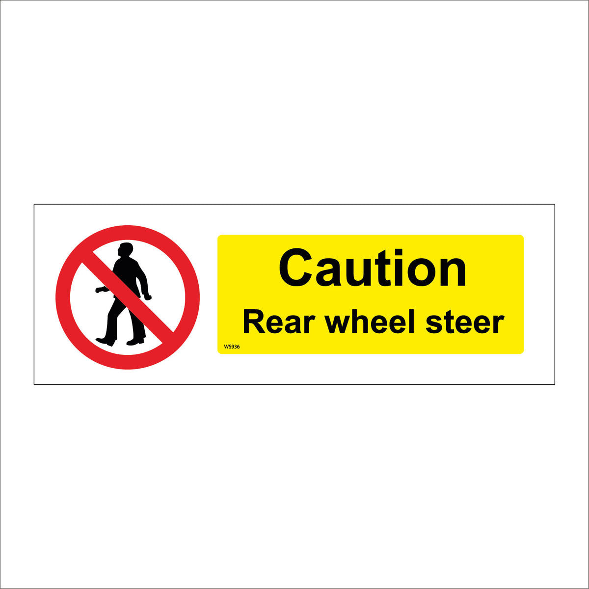 WS936 Caution Rear Wheel Steer Sign with Circle Person – PWDirect