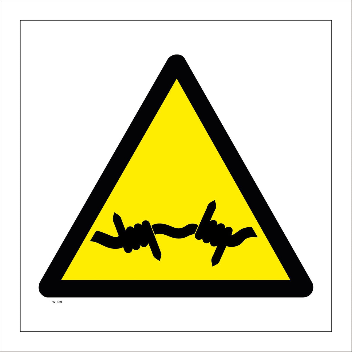 Barbed Wire Black Symbol Yellow Background Triangle – PWDirect