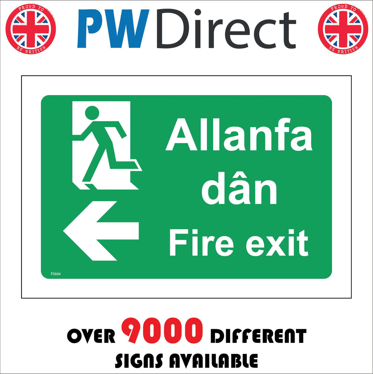 Allanfa Dan Fire Exit Left Arrow Running Man Bilingual – PWDirect