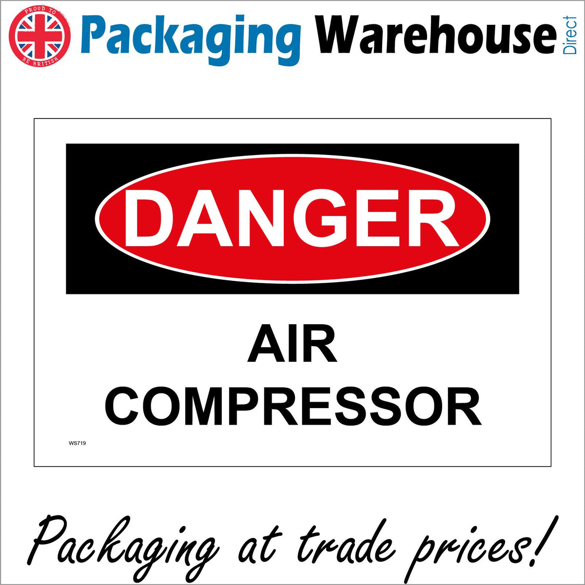 Danger Air Compressor Sign with Square – PWDirect