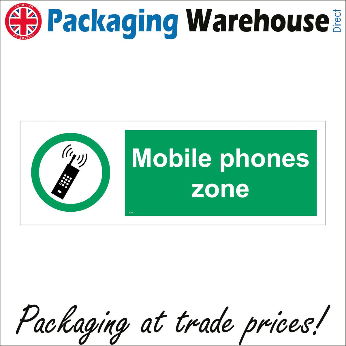Mobile Phones Zone Sign with Mobile Phone – PWDirect