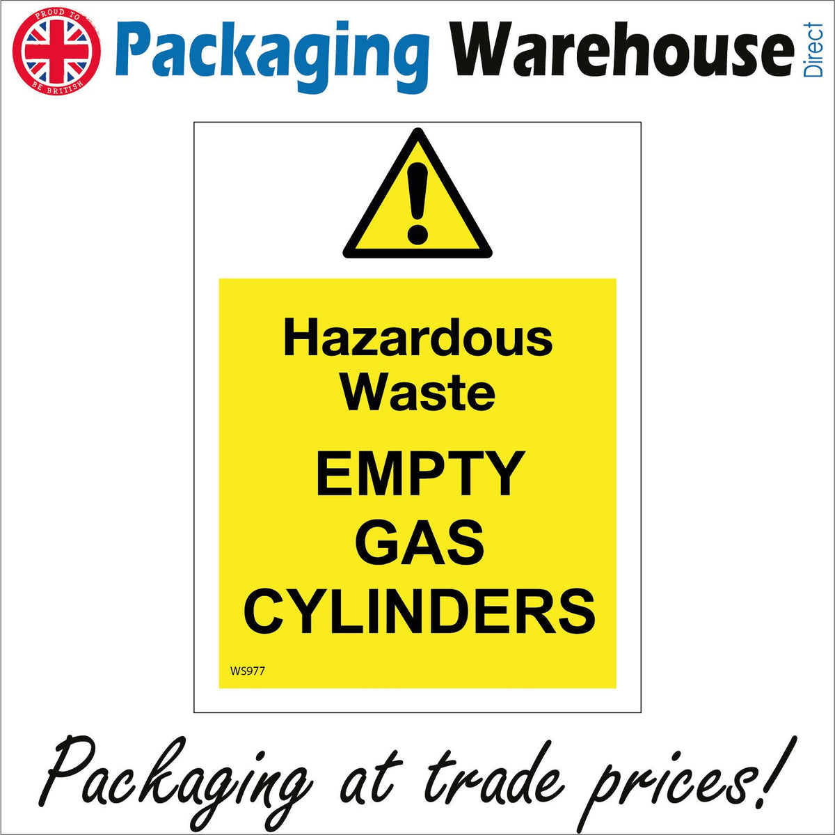 Hazardous Waste Empty Gas Cylinders Sign with Triangle Exclamation Mark ...