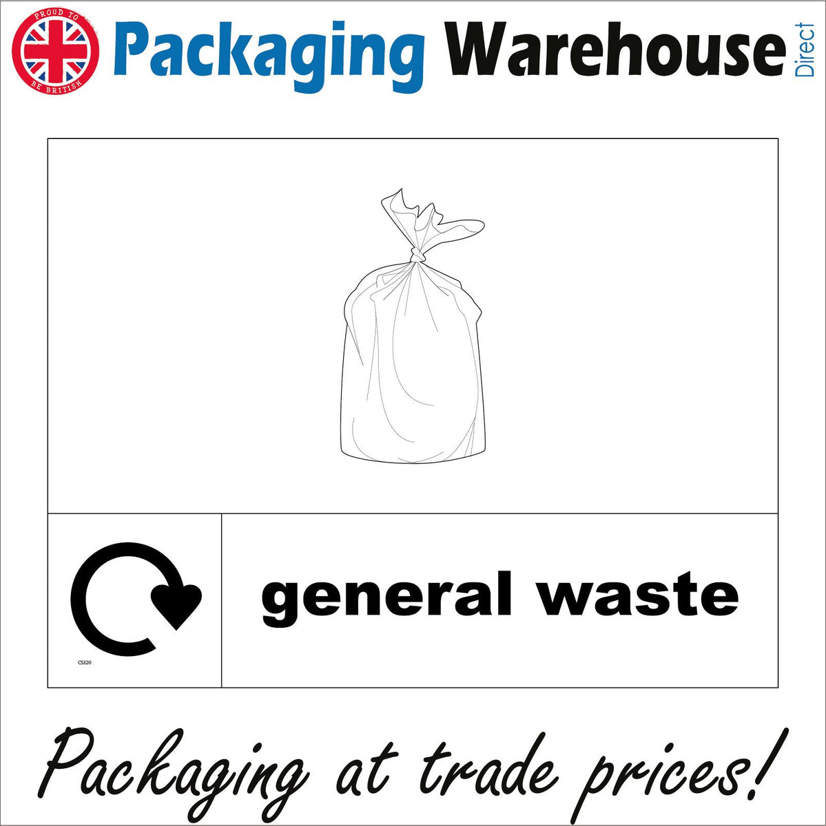 General Waste Recycling Sign with Rubbish Bag Recycling Logo – PWDirect