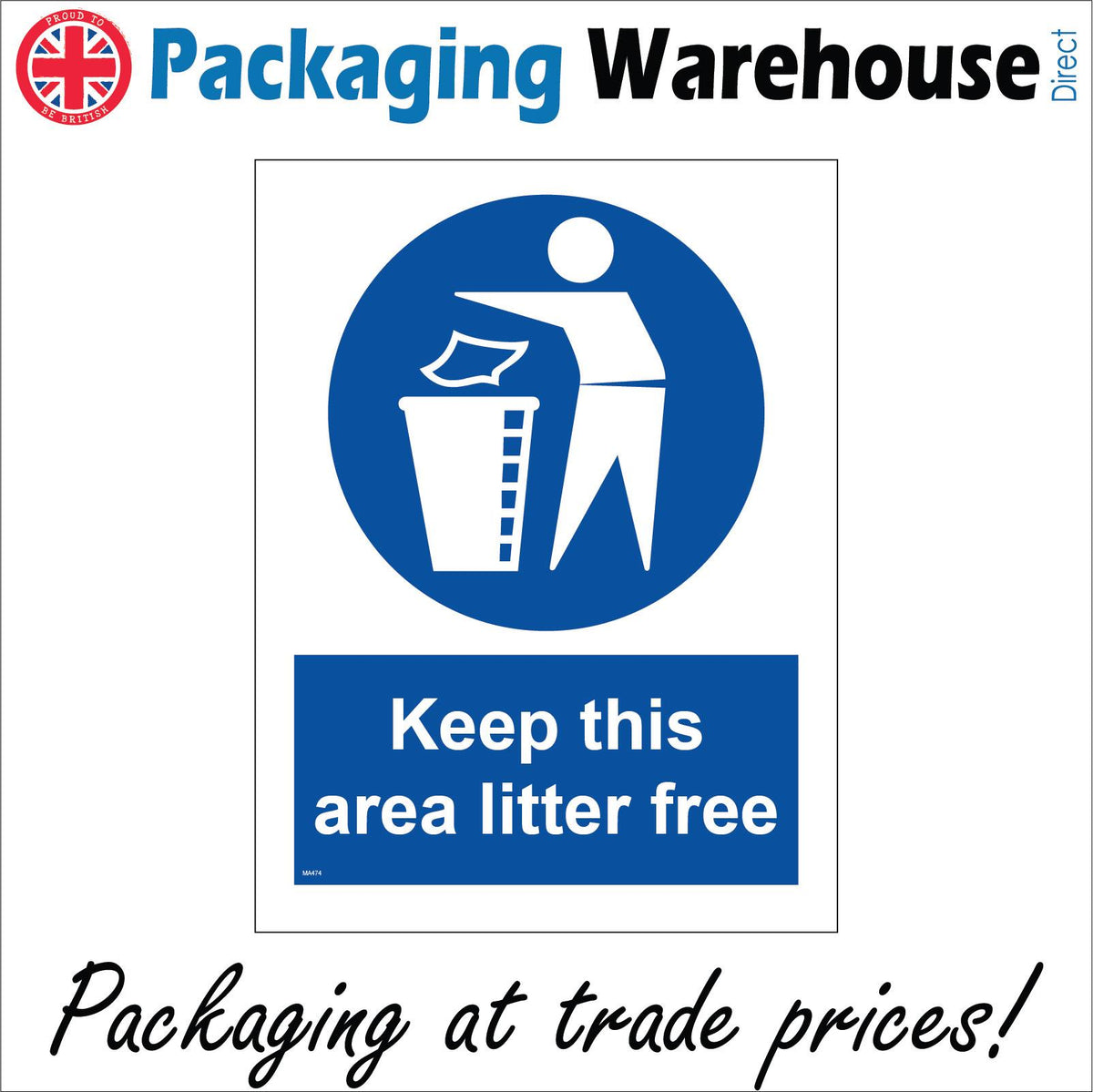 Keep This Area Litter Free Sign with Man Litter Bin – PWDirect