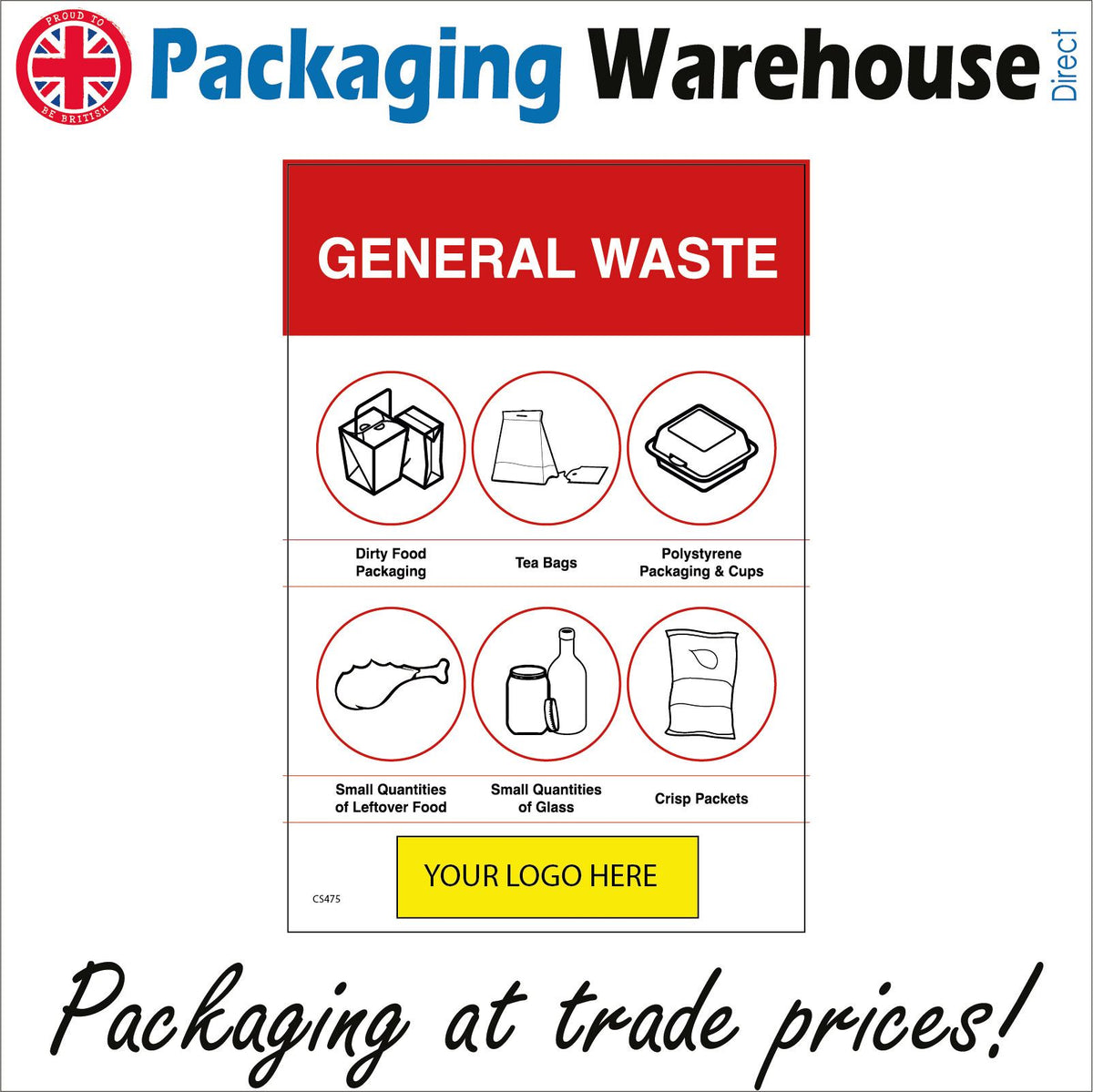General Waste Poster Non Recyclable Bin Dirty – PWDirect