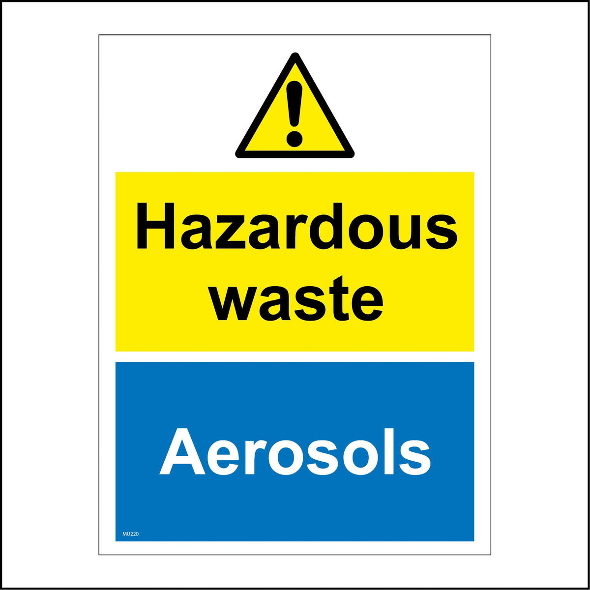 Hazardous Waste Aerosols Sign with Triangle Exclamation Mark – PWDirect