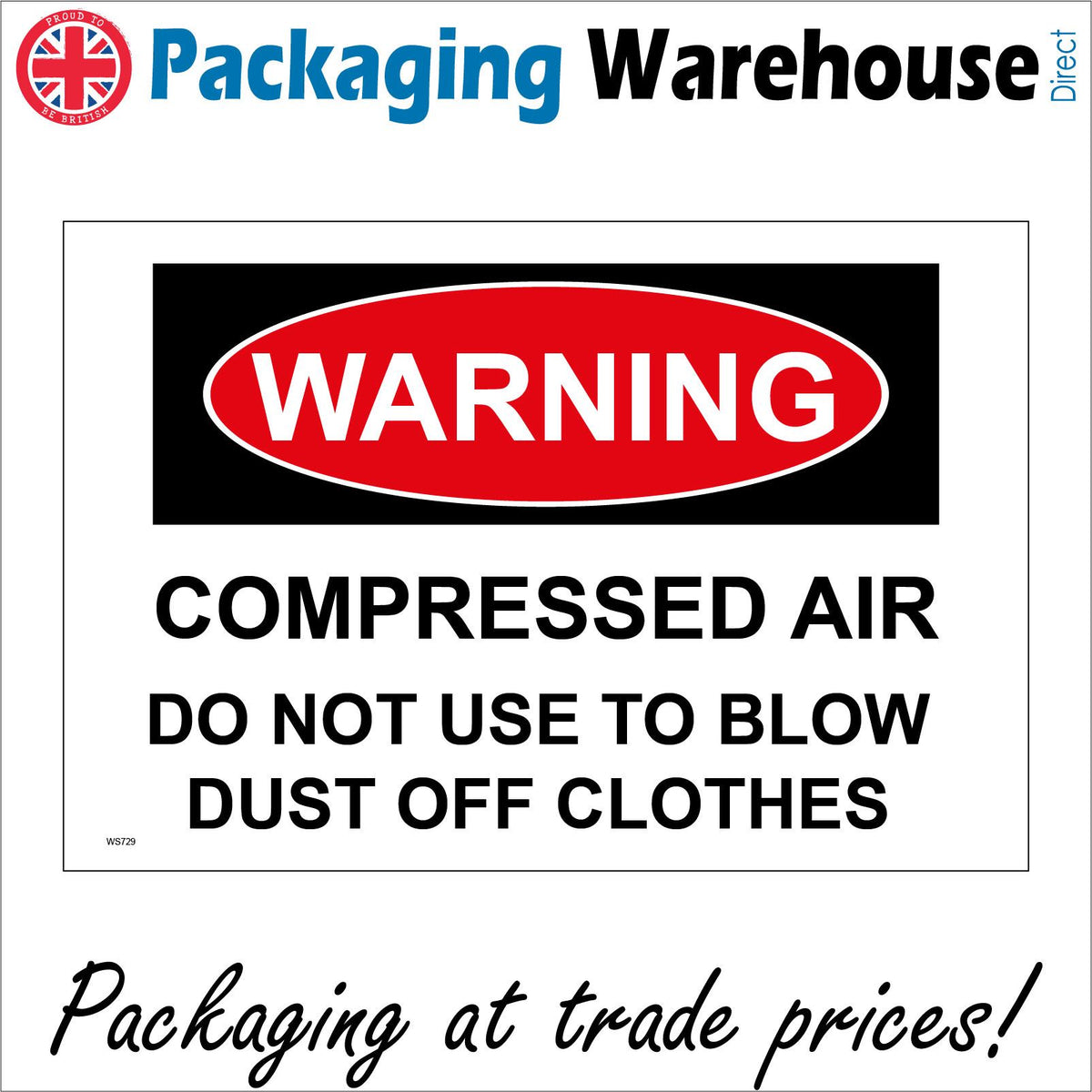 Warning Compressed Air Sign with Square – PWDirect