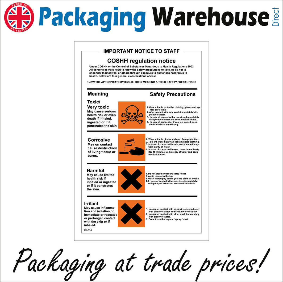 Coshh Sign Sign with Skull Crossbones Hands Acid X – PWDirect