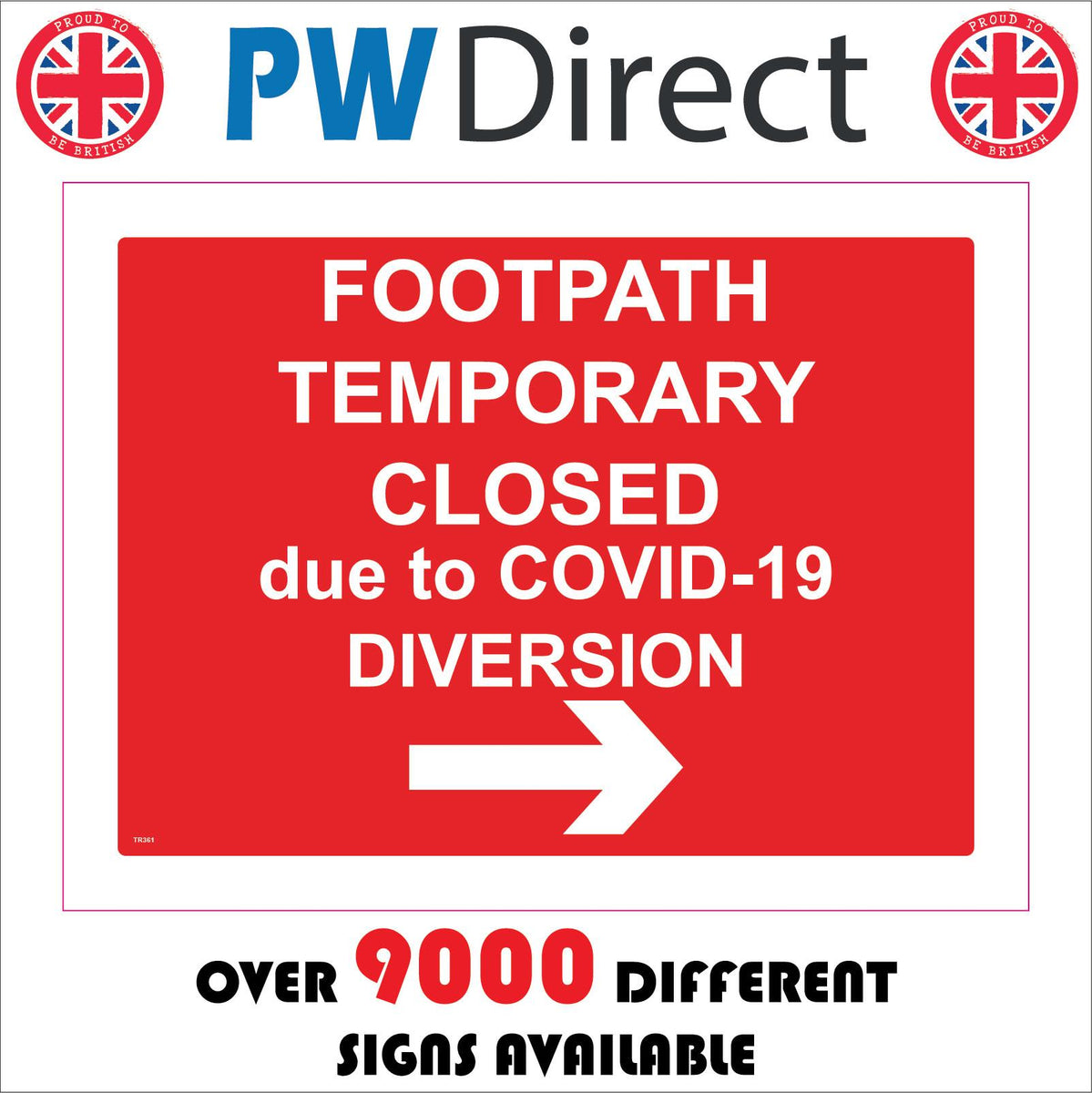 Footpath Temporary Closed Diversion Right Arrow Sign with Right Arrow ...
