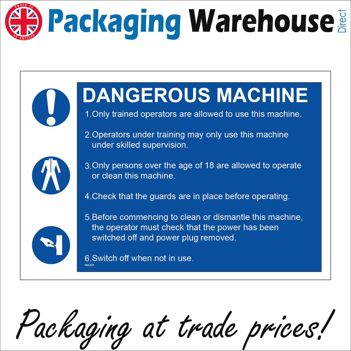 Dangerous Machine Sign with Circle Exclamation Mark Boiler Suit Hand ...