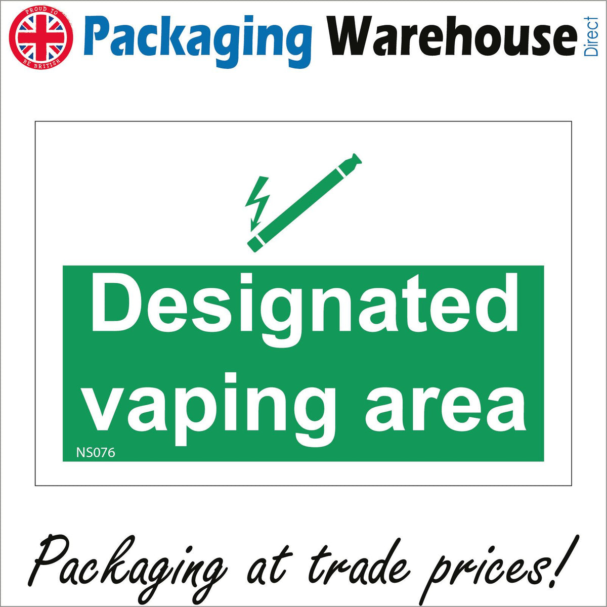 Designated Vaping Area Sign with e-Cigarette – PWDirect