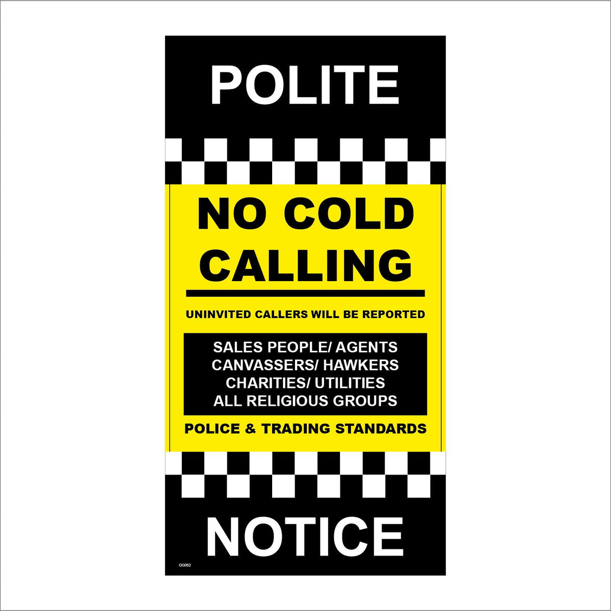 Polite Notice No Cold Calling Black Yellow – PWDirect
