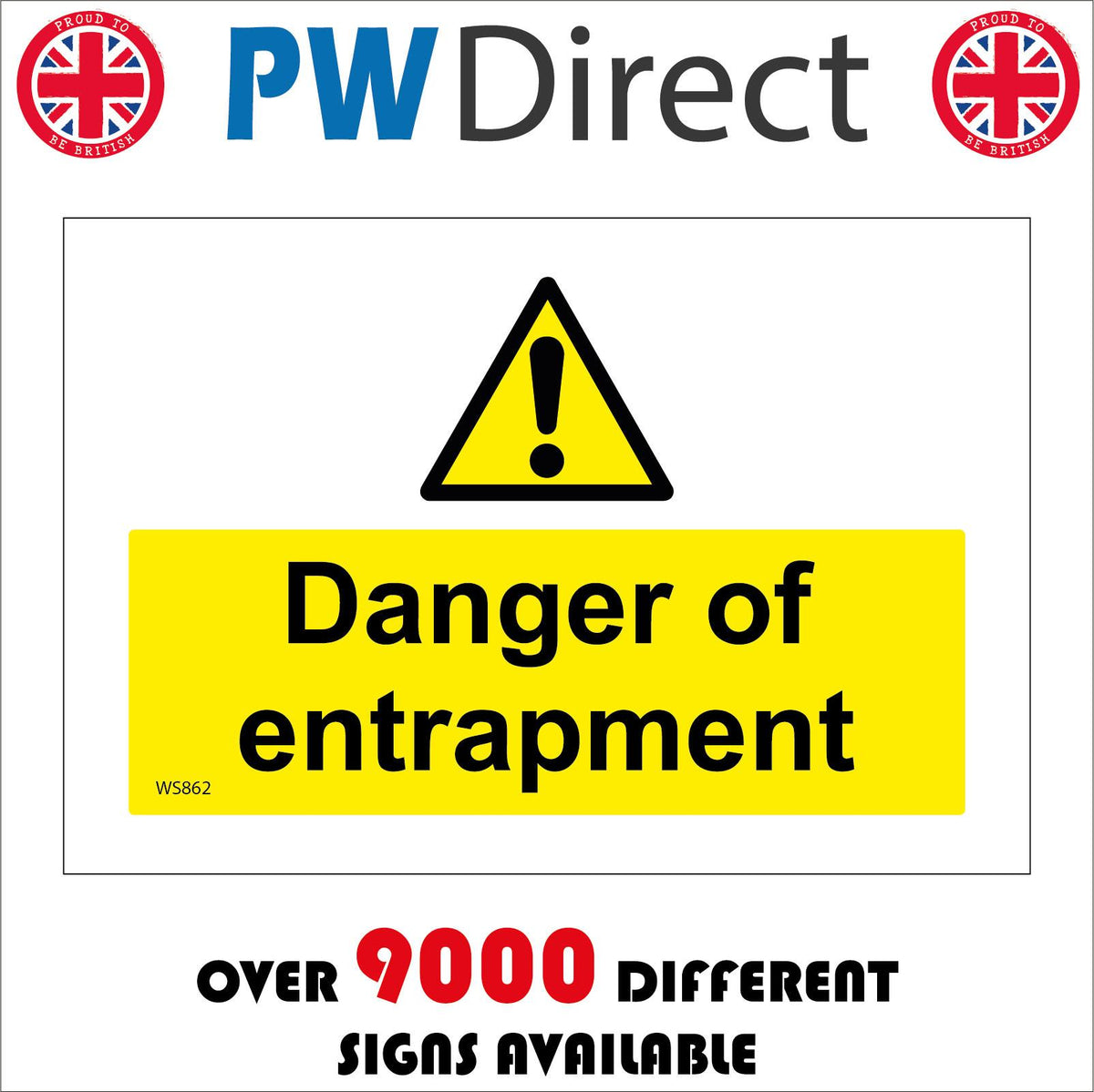 Danger Of Entrapment Sign with Triangle Exclamation Mark – PWDirect