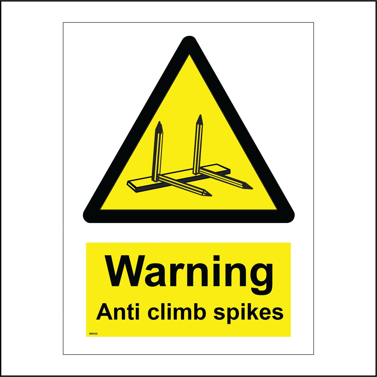 Warning Anti Climb Spikes Sign with Triangle Spikes – PWDirect