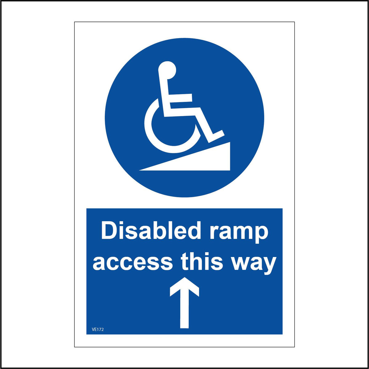 Disabled Ramp Access This Way Sign with Circle Wheelchair Person Arrow ...