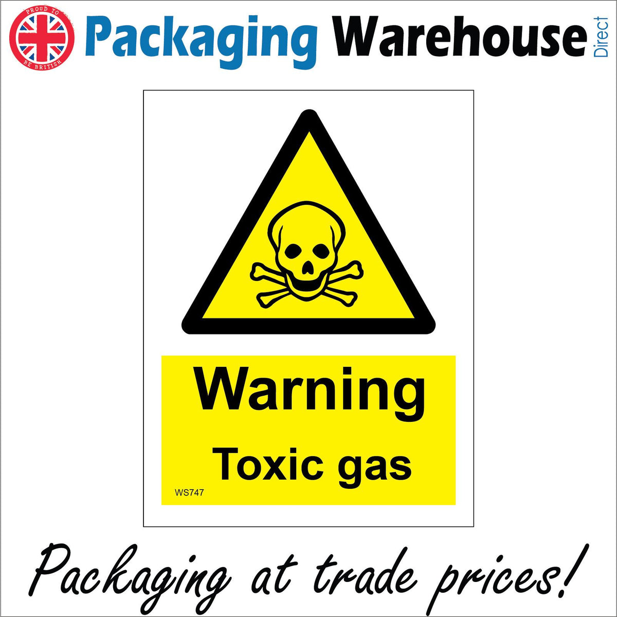 Warning Toxic Gas Sign with Triangle Skull Crossbones – PWDirect